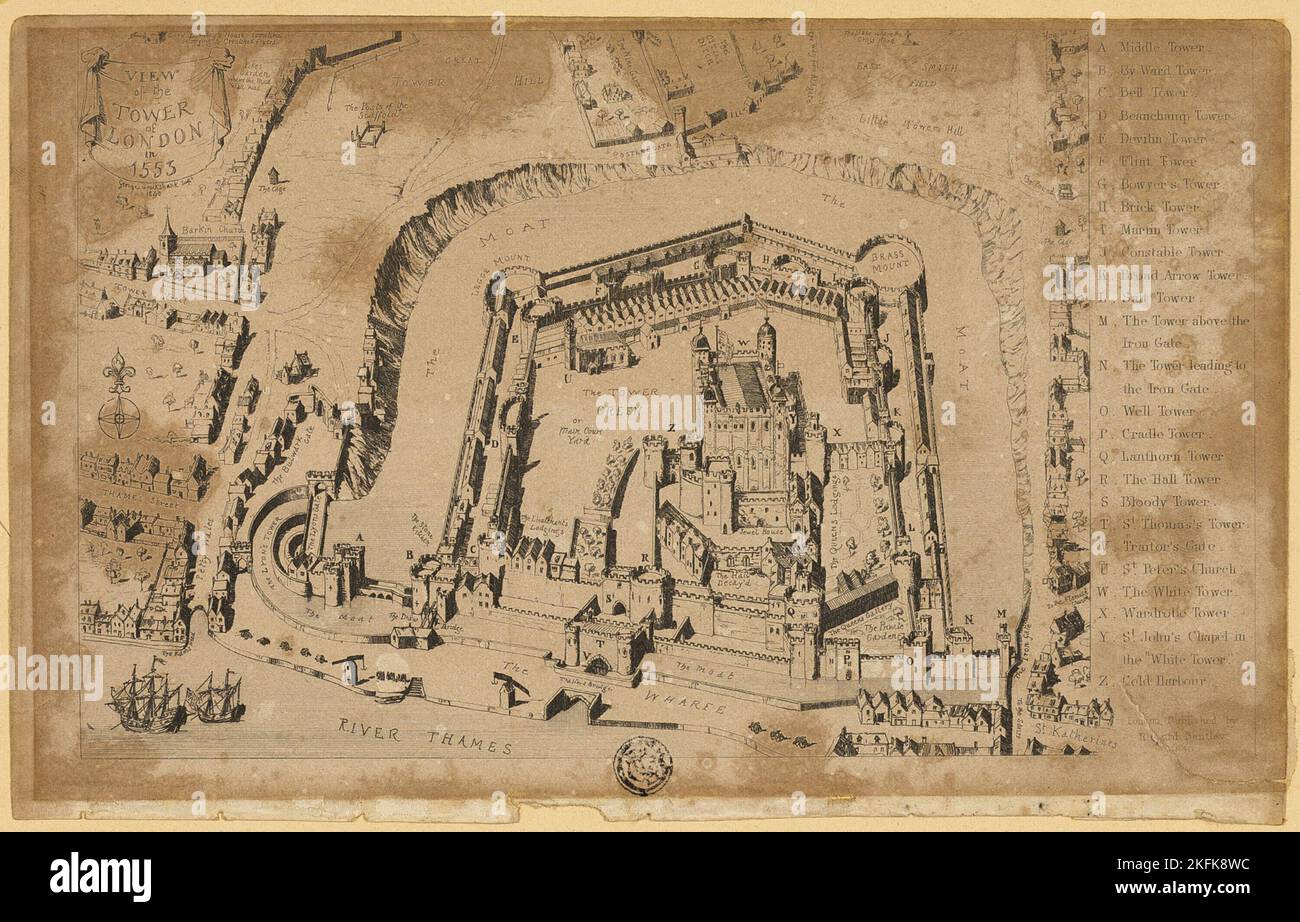 Tower of london map 19th century hi-res stock photography and images ...