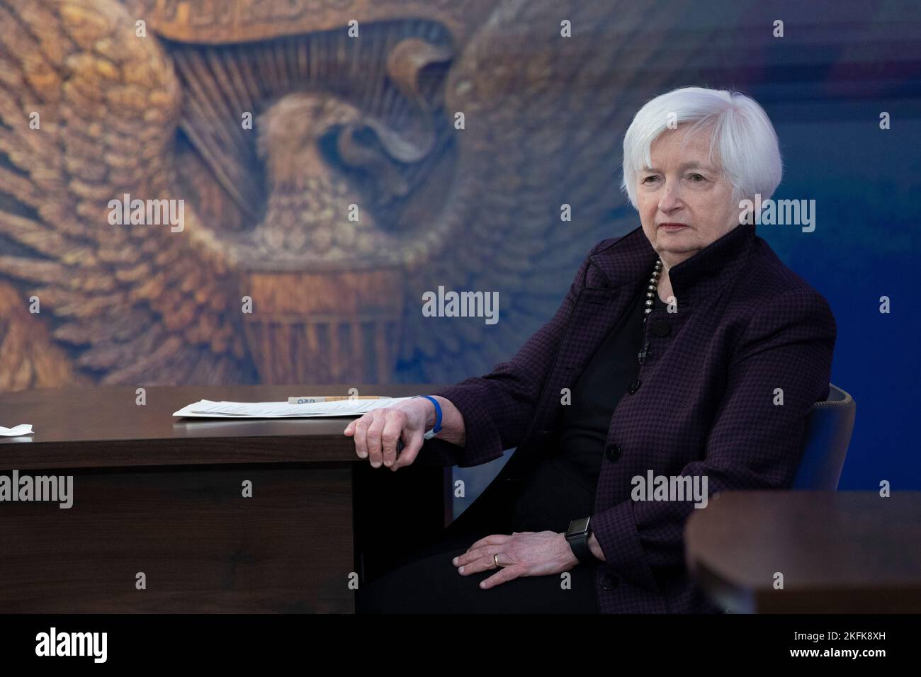 United States Secretary of the Treasury Janet Yellen attends a meeting ...