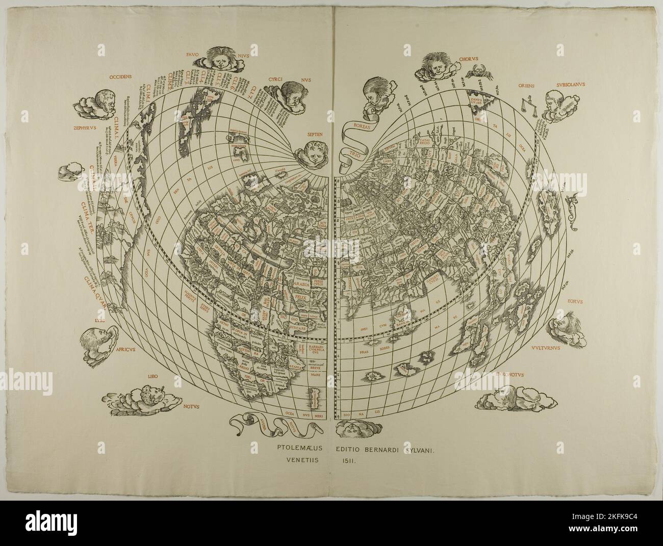 Map of the World: Tradewinds, 1511, reprinted 1889. Published by ...