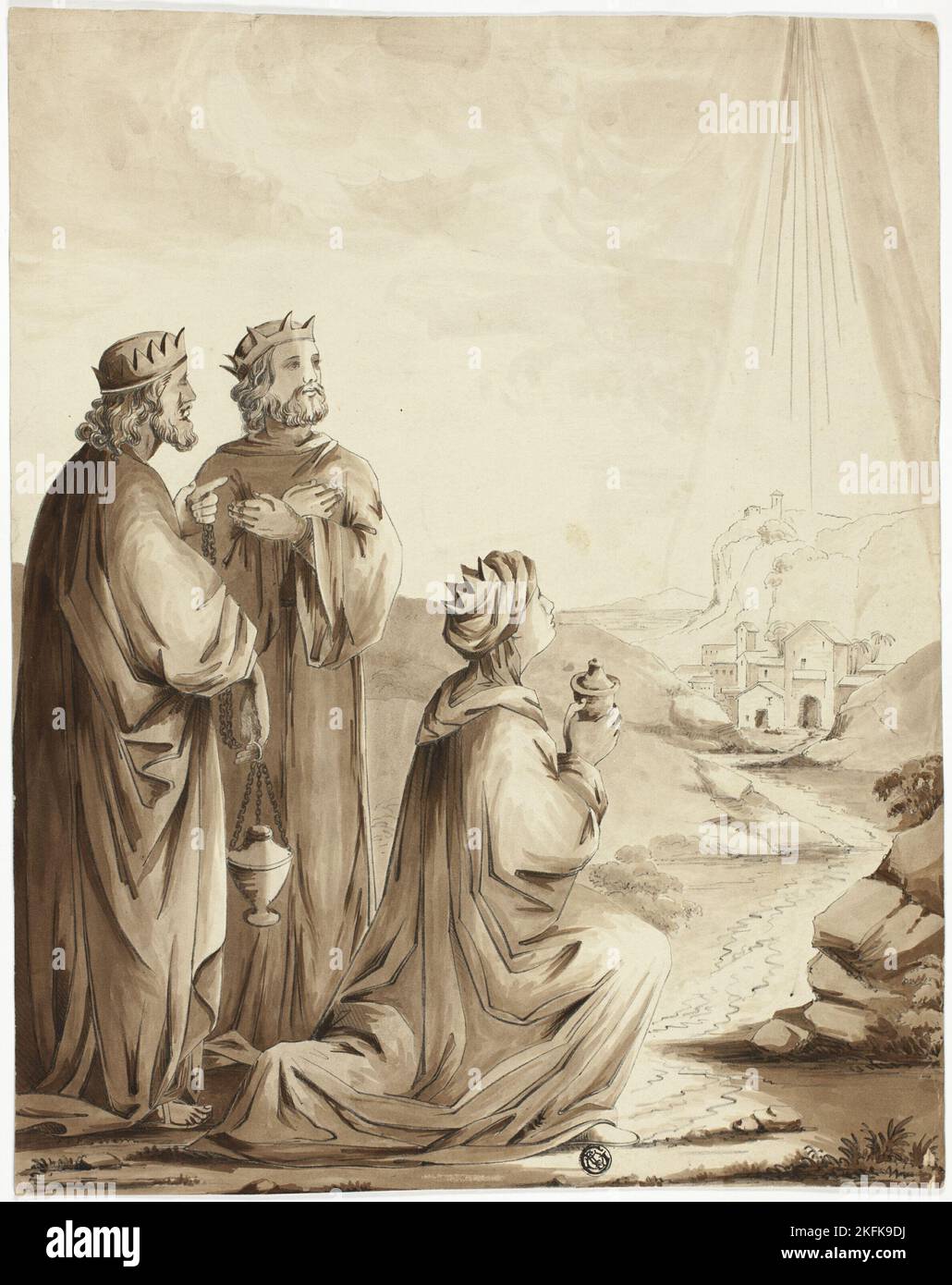 The Three Magi Pointing to the Star of Bethlehem, n.d Stock Photo - Alamy