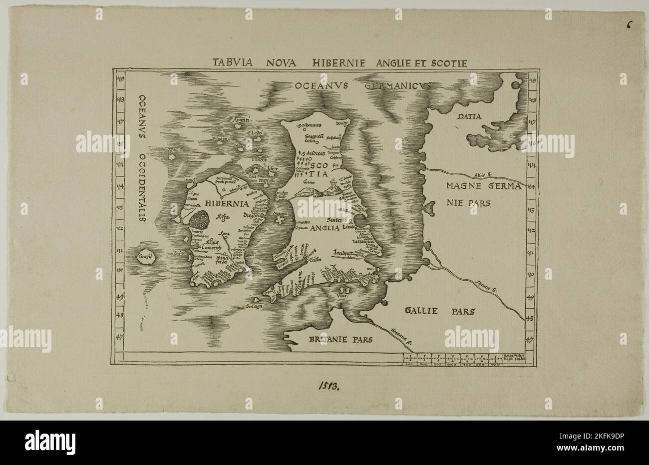 Tabuia Nova Hibernie Anglie et Scotie, 1513, reprinted 1889. Map of ...