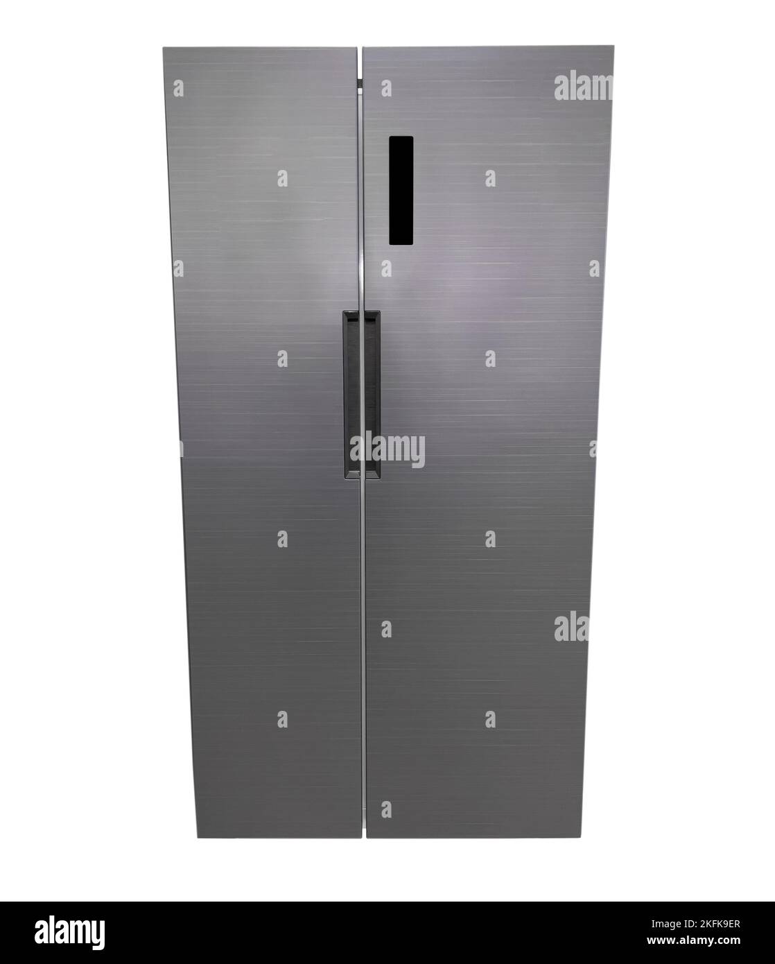 New refrigerator isolated on white background. Front view of modern ...