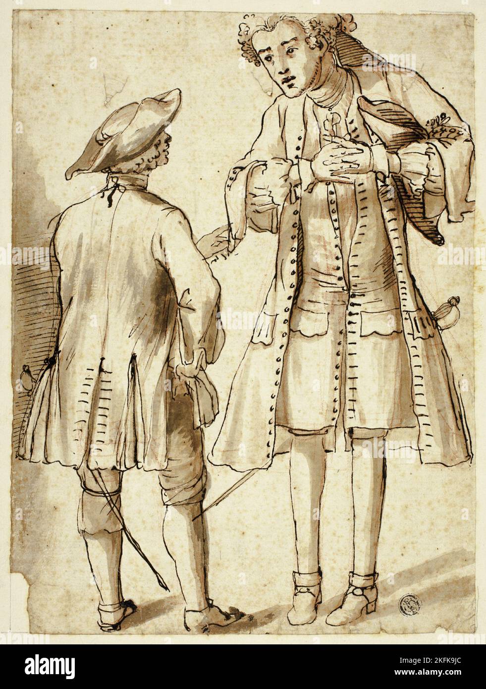 Two Gentlemen Conversing, n.d. Style of or after Pier Leone Ghezzi ...