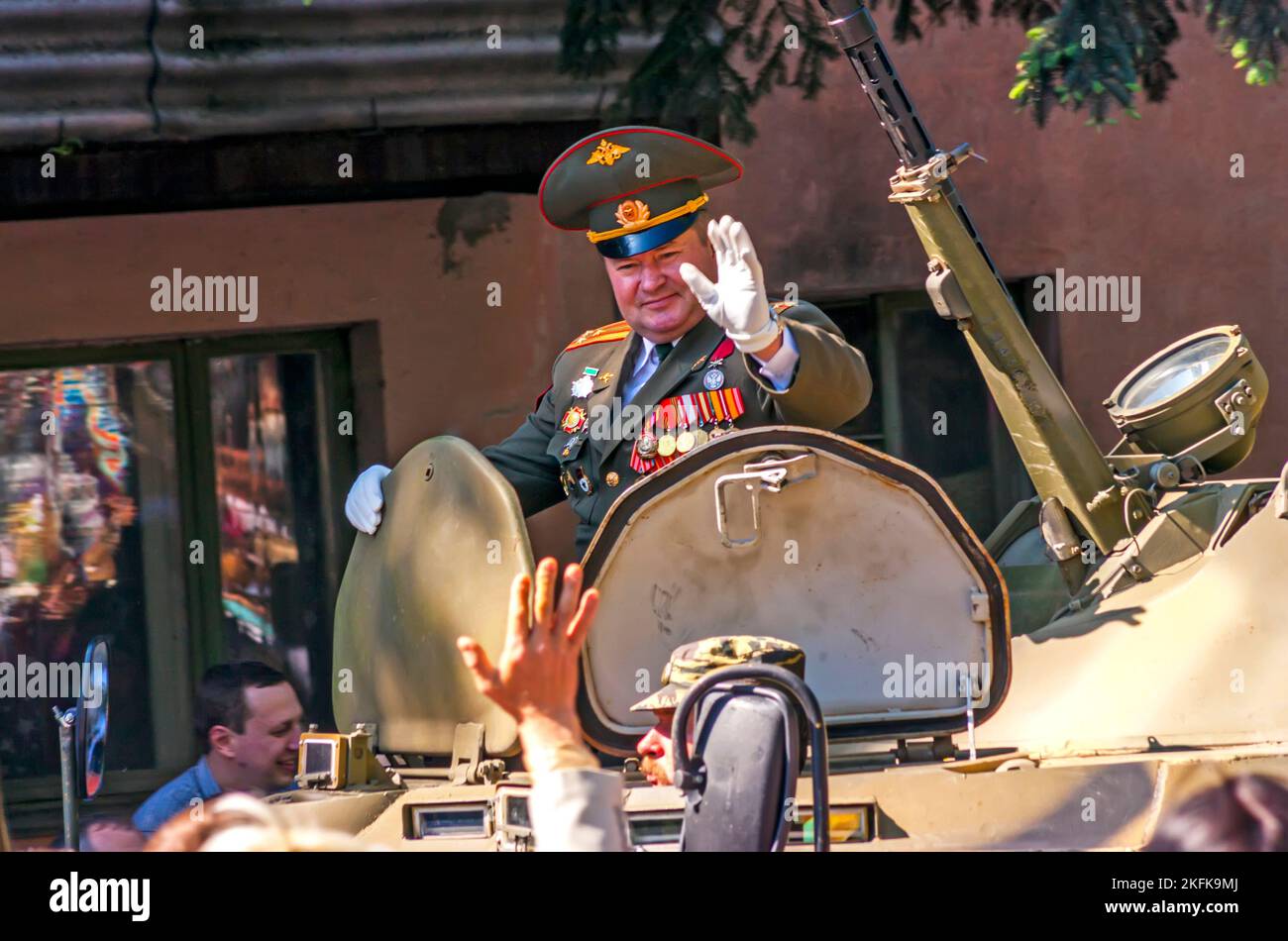 Victory Day.Parade commander and the parade of veterans in honor of 68 ...