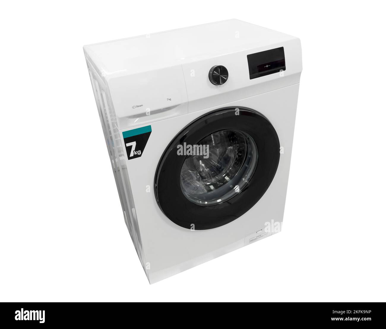 Washing machine isolated over white background. White front load ...