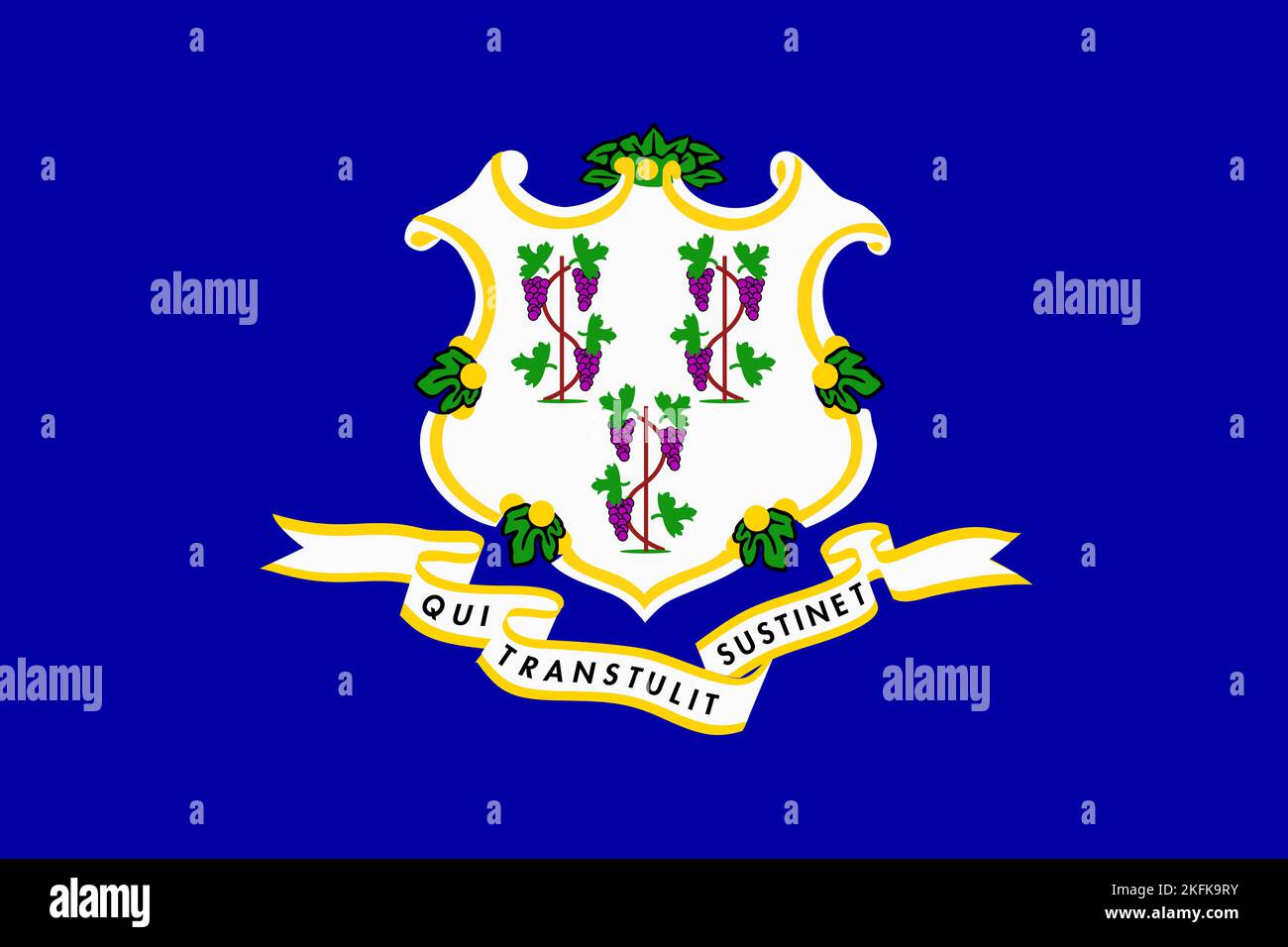 Flag of Connecticut. Banner and patriotic symbol. Official colors. Flat ...