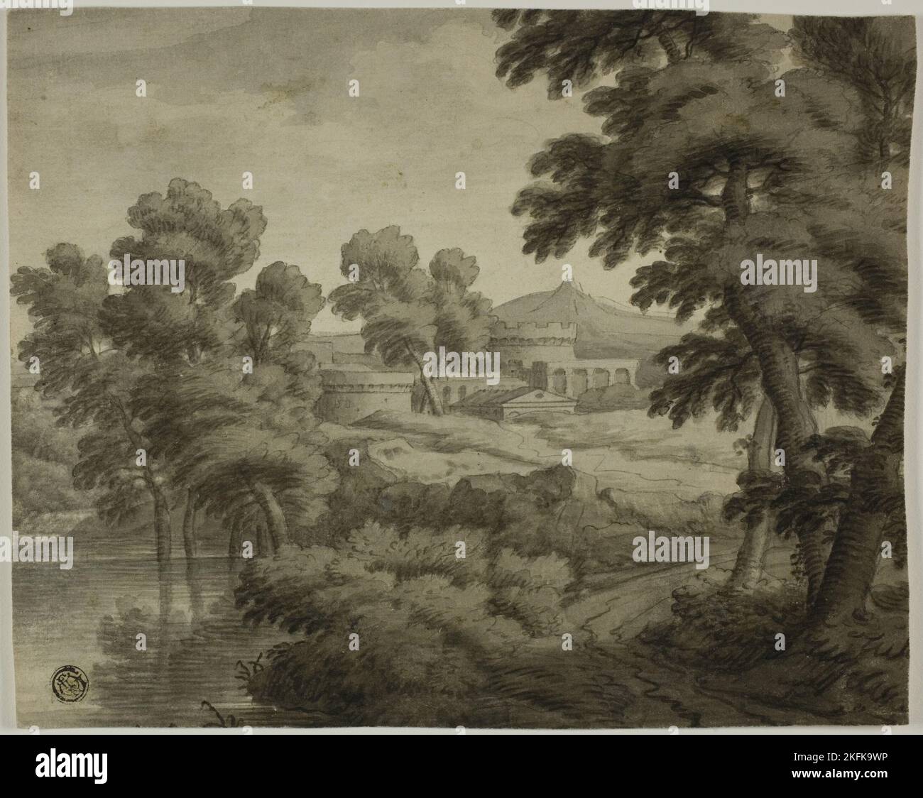 Italianate Landscape with Castle, Trees and Water in Foreground, n.d ...