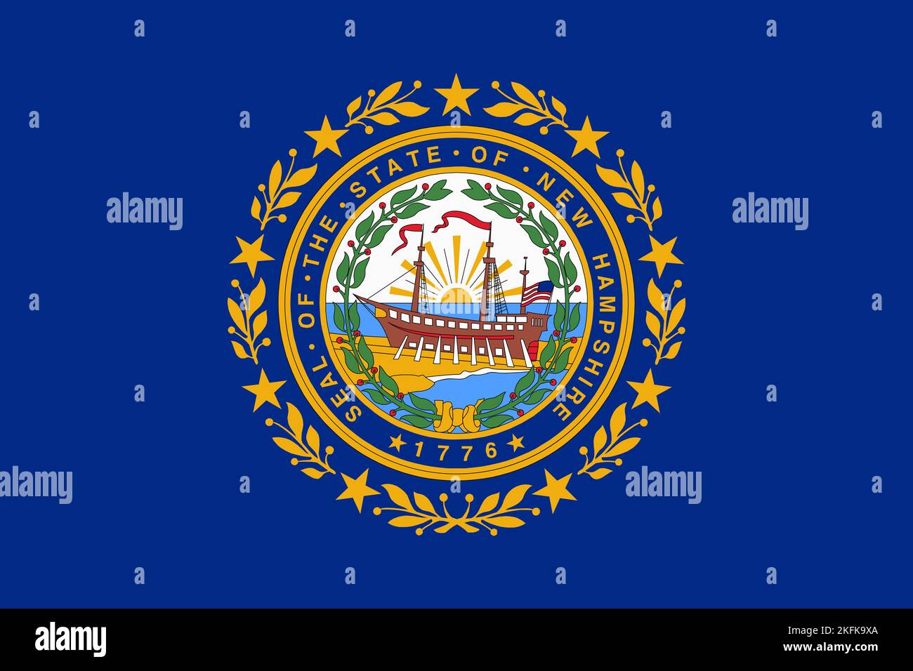 Flag of New Hampshire. Banner and patriotic symbol. Official colors ...