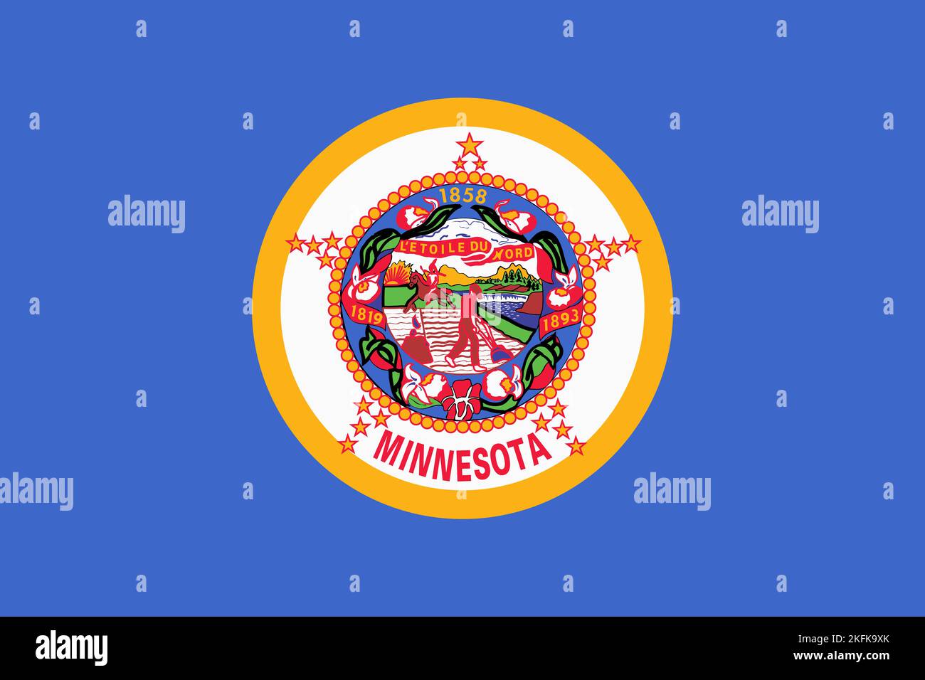 Flag of Minnesota. Banner and patriotic symbol. Official colors. Flat ...