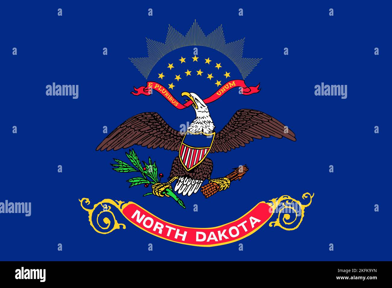 Flag of North Dakota. Banner and patriotic symbol. Official colors ...