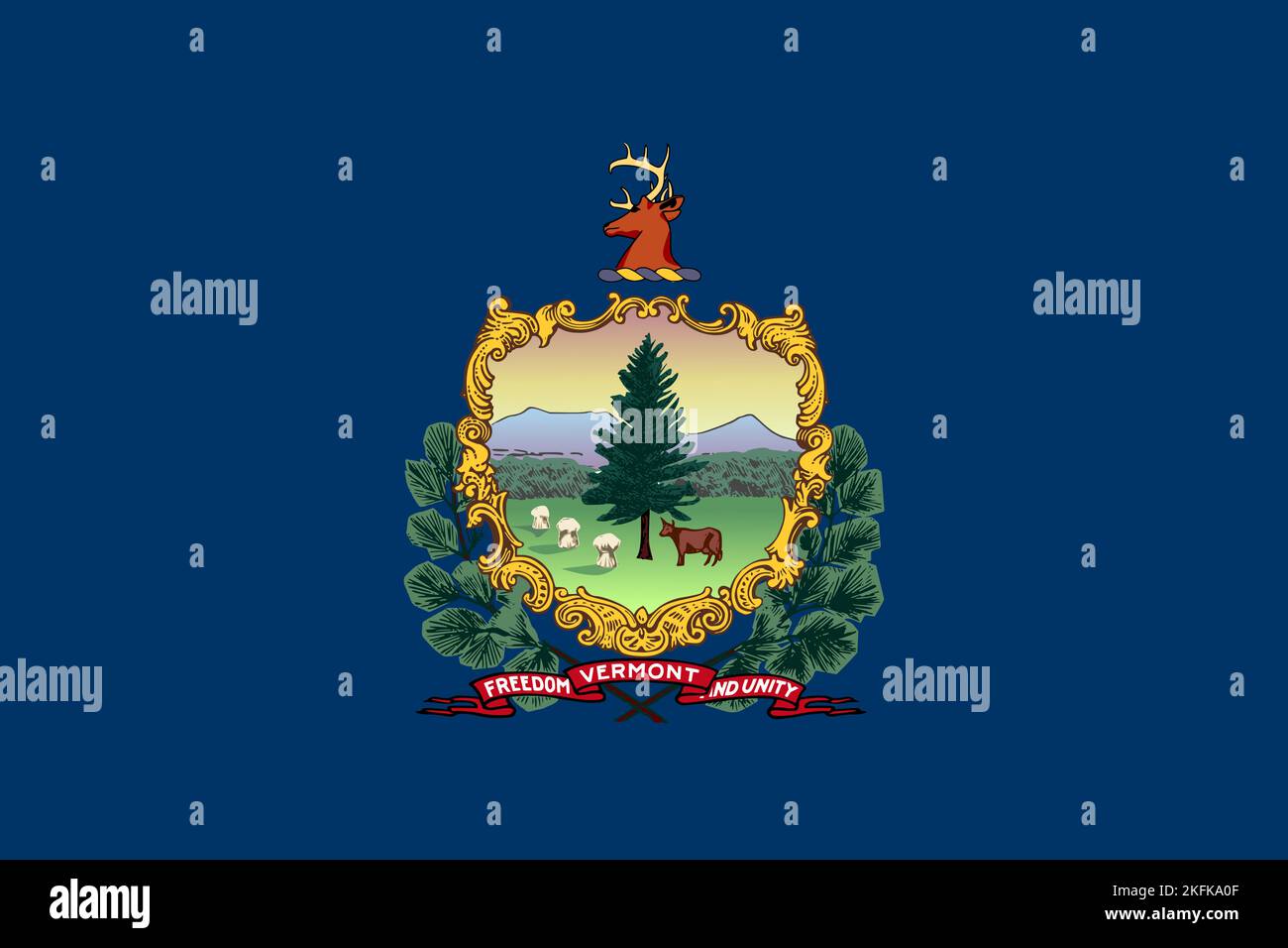 Flag of Vermont. Banner and patriotic symbol. Official colors. Flat ...