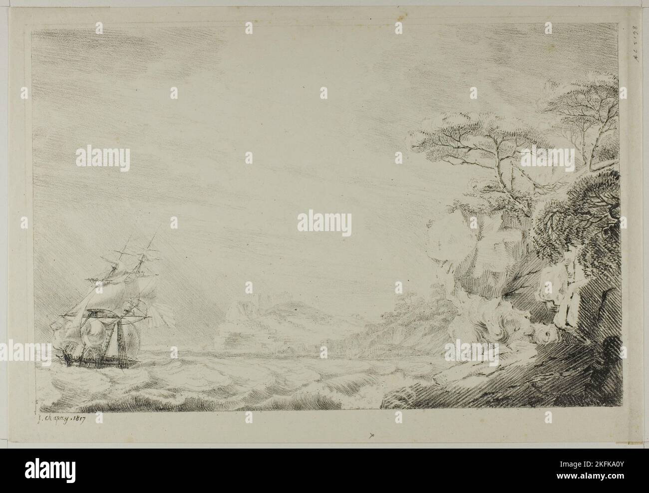 Landscape with Sailing Ship, 1817 Stock Photo - Alamy