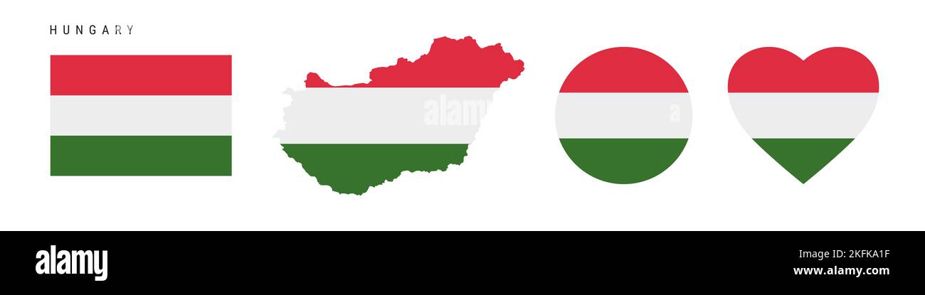 Hungary flag icon set. Hungarian pennant in official colors and ...