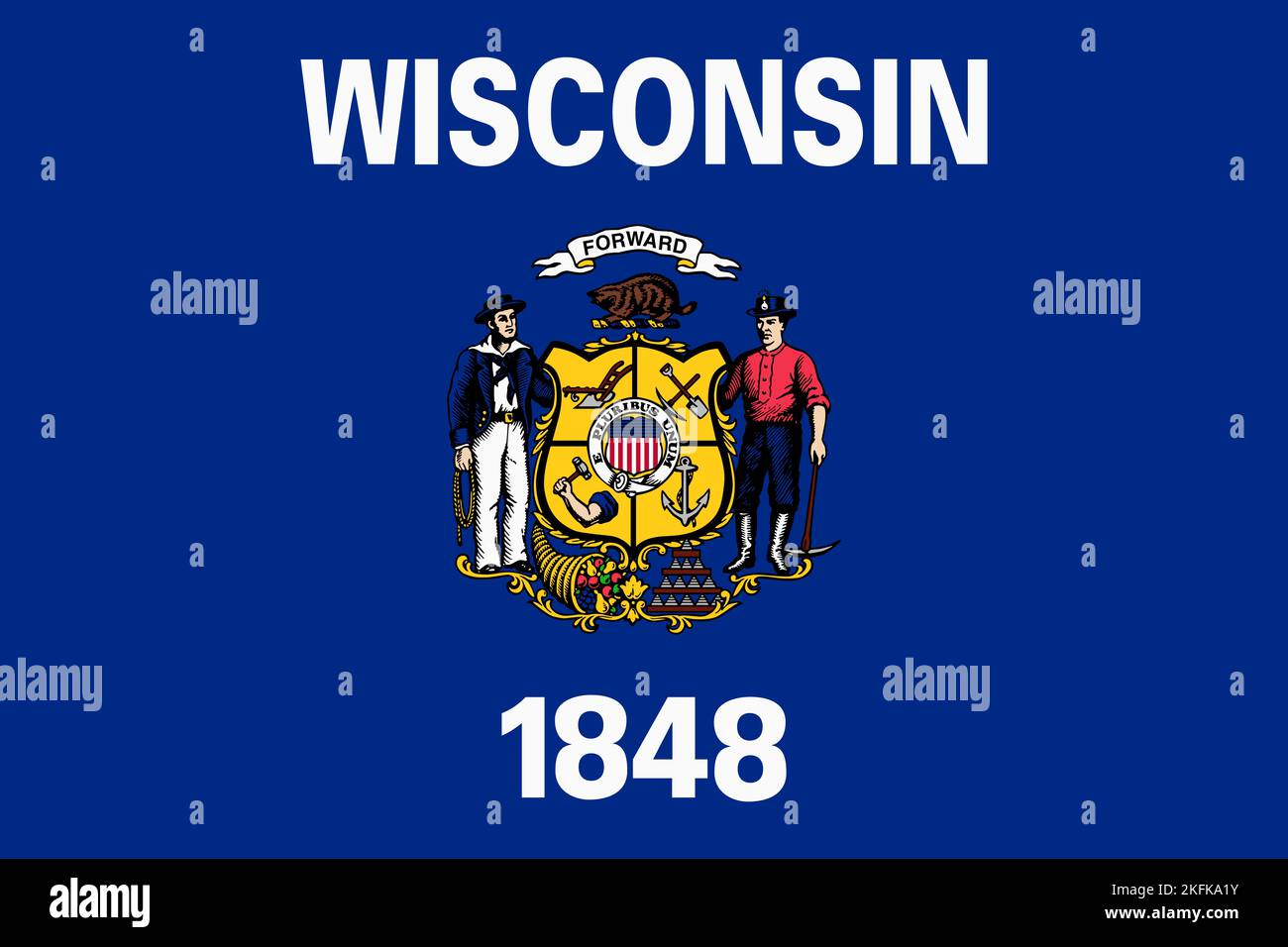 Flag of Wisconsin. Banner and patriotic symbol. Official colors. Flat ...