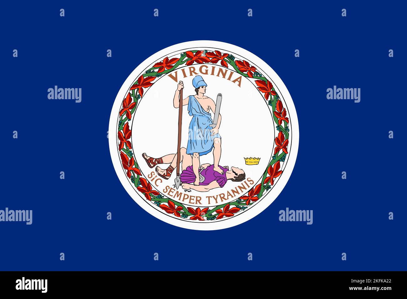 Flag of Virginia. Banner and patriotic symbol. Official colors. Flat ...