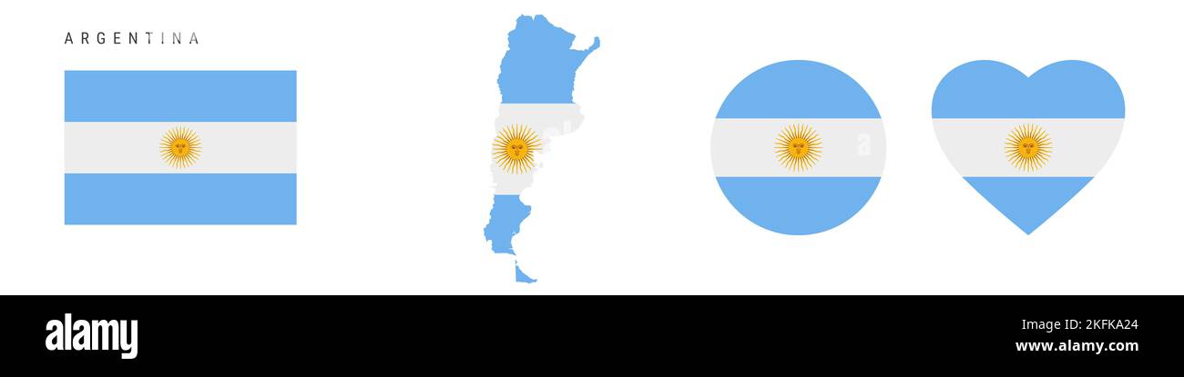 Argentina flag icon set. Argentinian pennant in official colors and ...