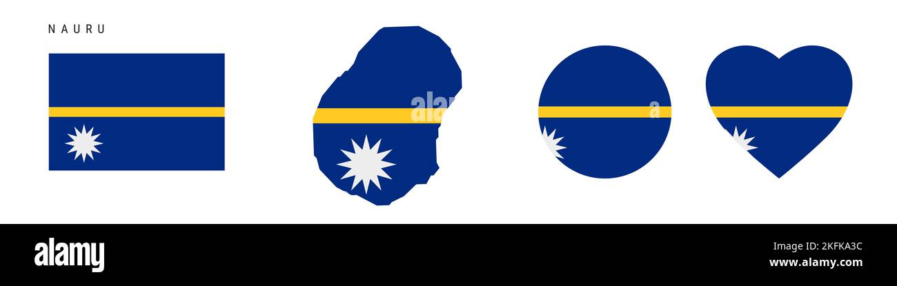 Nauru flag icon set. Nauruan pennant in official colors and proportions ...