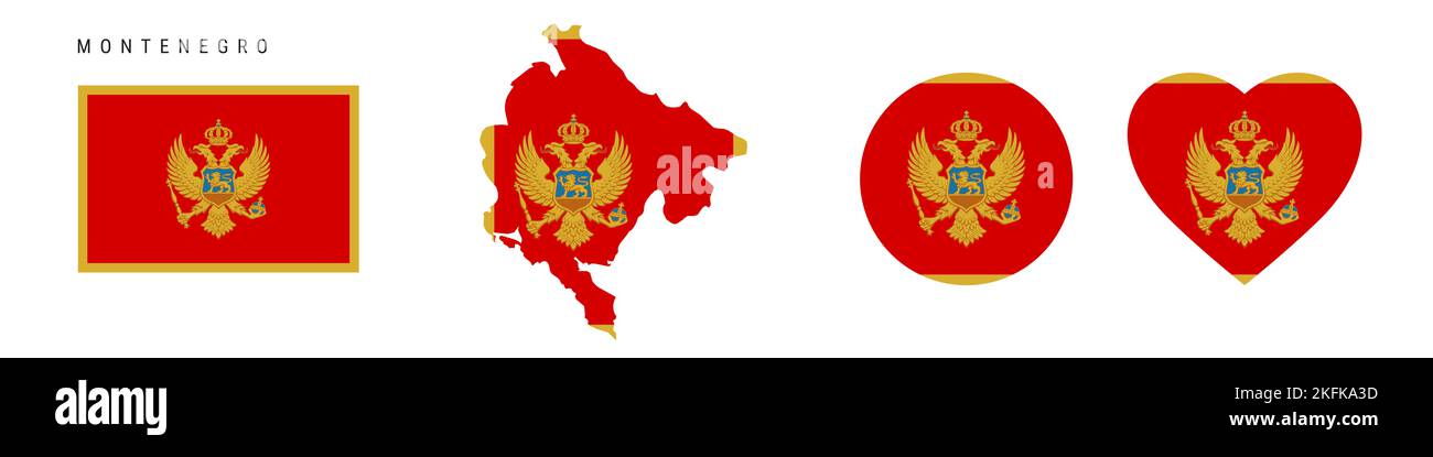 Montenegro flag icon set. Montenegrin pennant in official colors and ...