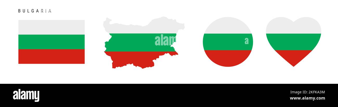 Bulgaria flag icon set. Bulgarian pennant in official colors and ...
