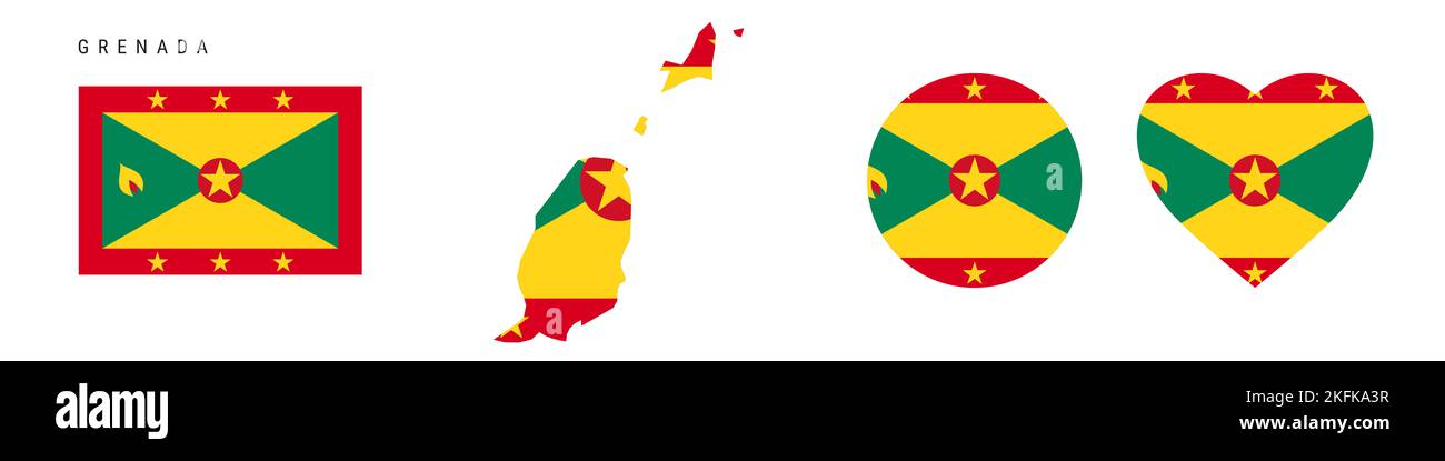 Grenada flag icon set. Grenadian pennant in official colors and ...