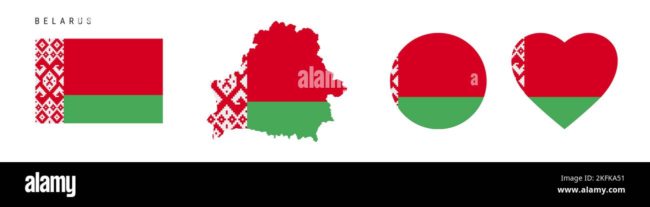 Belarus flag icon set. Belorussian pennant in official colors and ...
