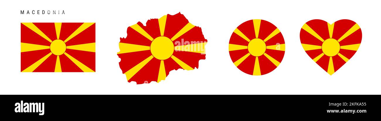 Macedonia flag icon set. Macedonian pennant in official colors and ...