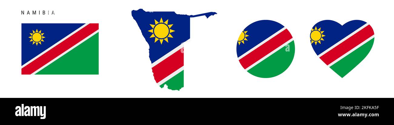 Namibia flag icon set. Namibian pennant in official colors and ...