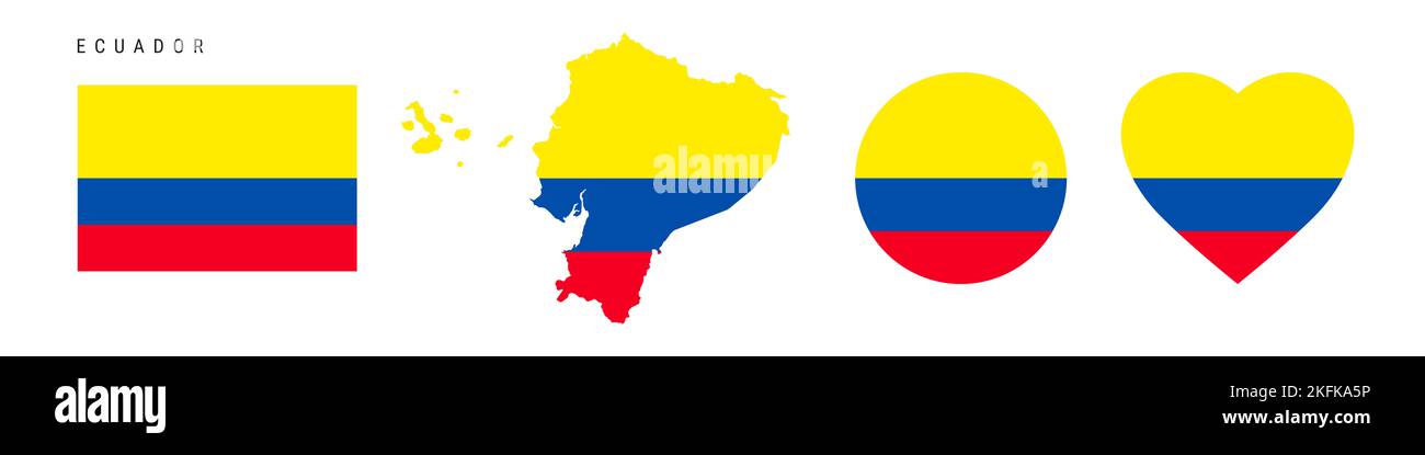 Ecuador flag icon set. Ecuadorian pennant in official colors and ...