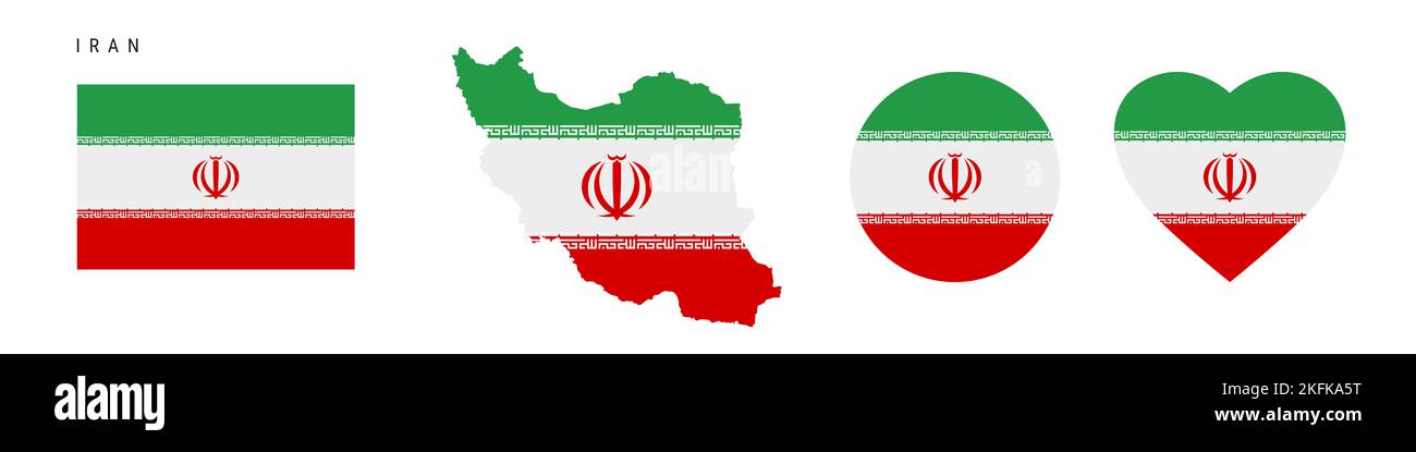 Iran flag icon set. Iranian pennant in official colors and proportions ...