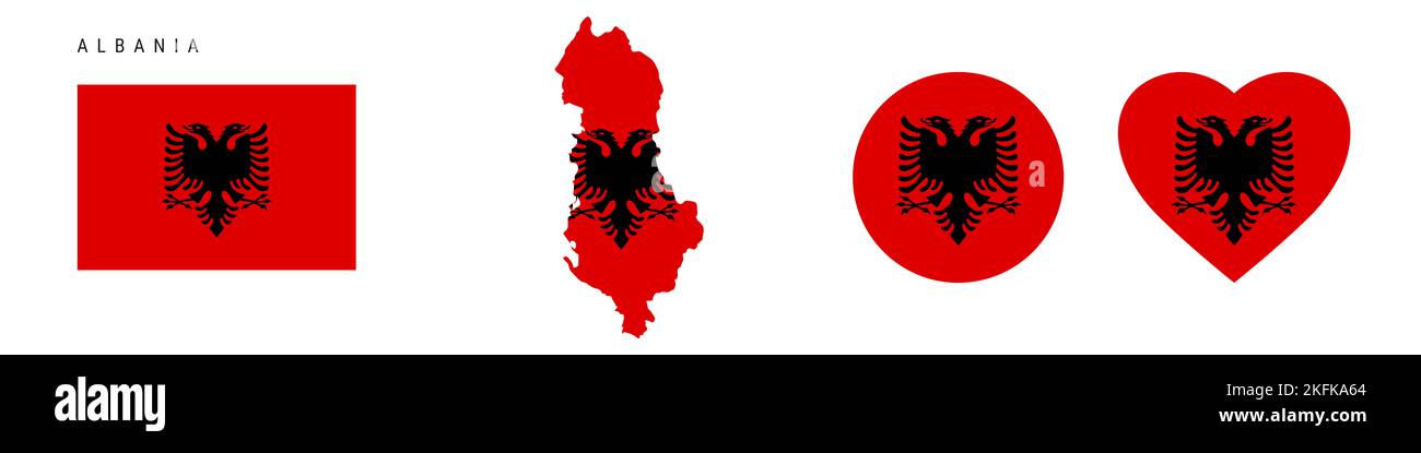 Albania flag icon set. Albanian pennant in official colors and ...