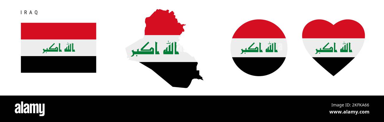 Iraq flag icon set. Iraqi pennant in official colors and proportions ...