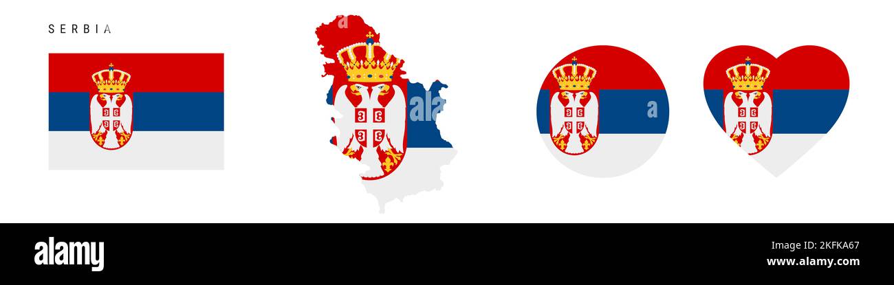 Serbia flag icon set. Serbian pennant in official colors and ...