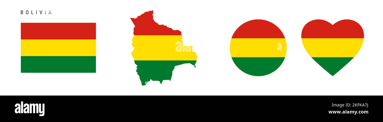 Bolivia flag icon set. Bolivian pennant in official colors and ...