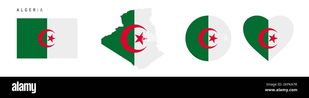 Algeria flag icon set. Algerian pennant in official colors and ...