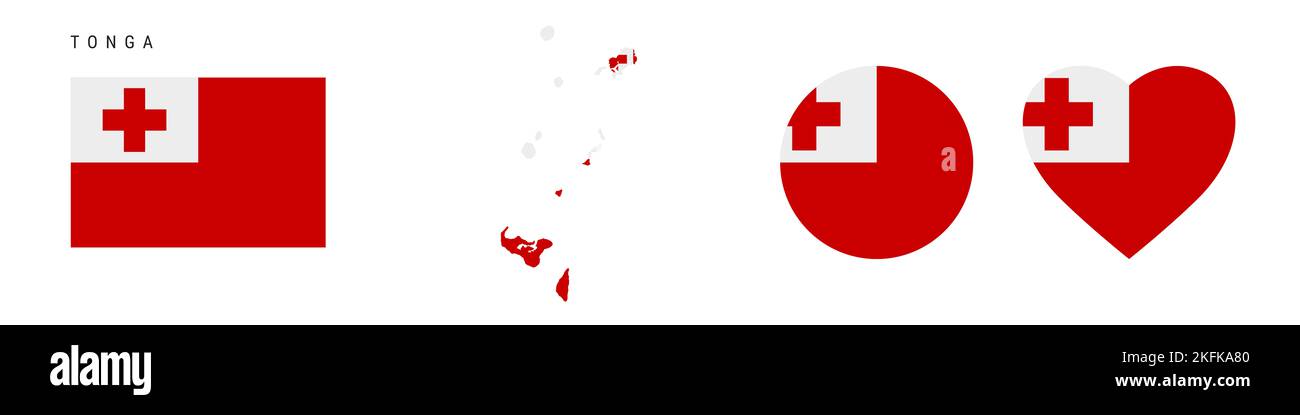 Tonga flag icon set. Tongan pennant in official colors and proportions ...