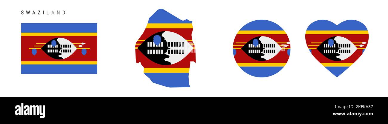 Swaziland flag icon set. Eswatini pennant in official colors and ...