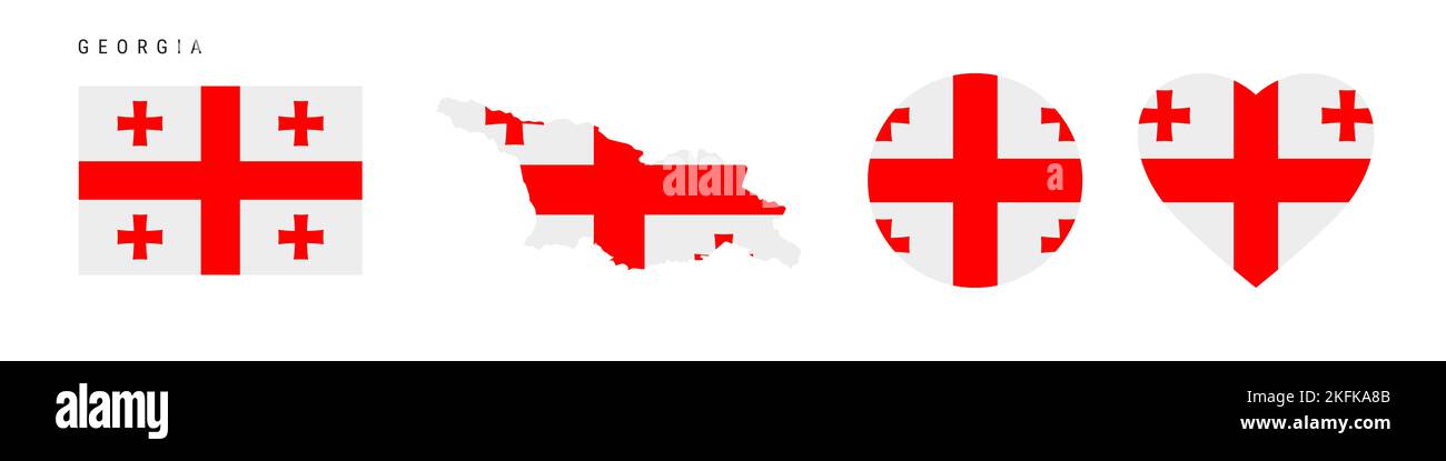Georgia flag icon set. Georgian pennant in official colors and ...