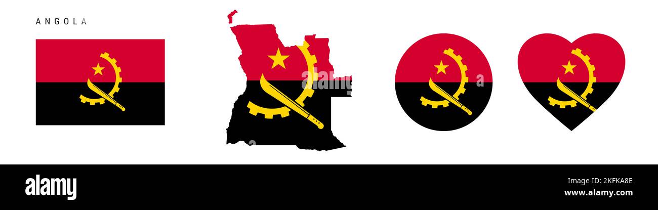 Angola flag icon set. Angolan pennant in official colors and ...