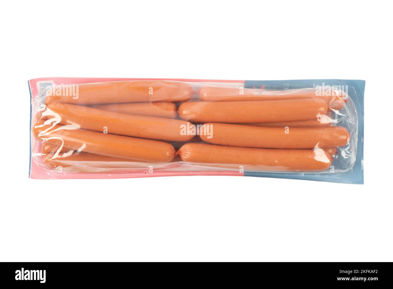 Sausages in vacuum plastic packaging isolated on white background ...