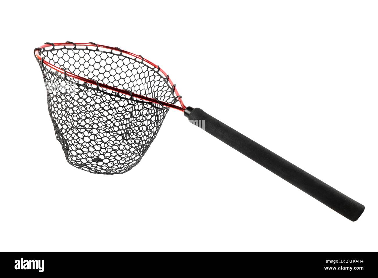 Fishing landing net isolated on a white background. Empty landing net ...