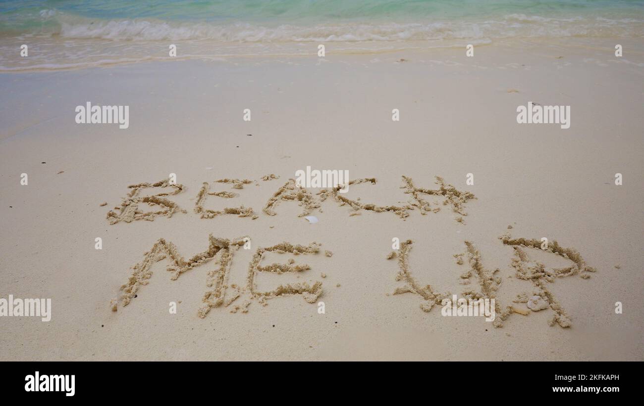 Beach Summer Saying Script Sign. Summer Holidays Stock Photo - Alamy