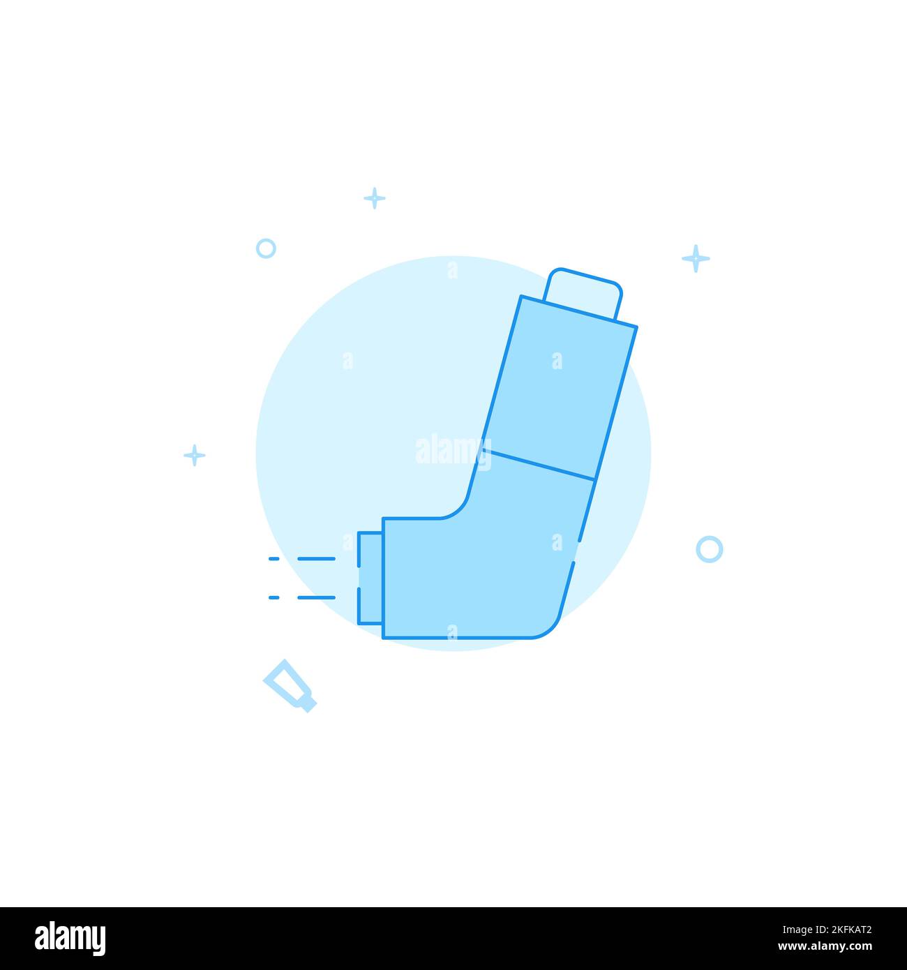 Asthma inhaler icon. Flat illustration. Filled line style. Blue ...
