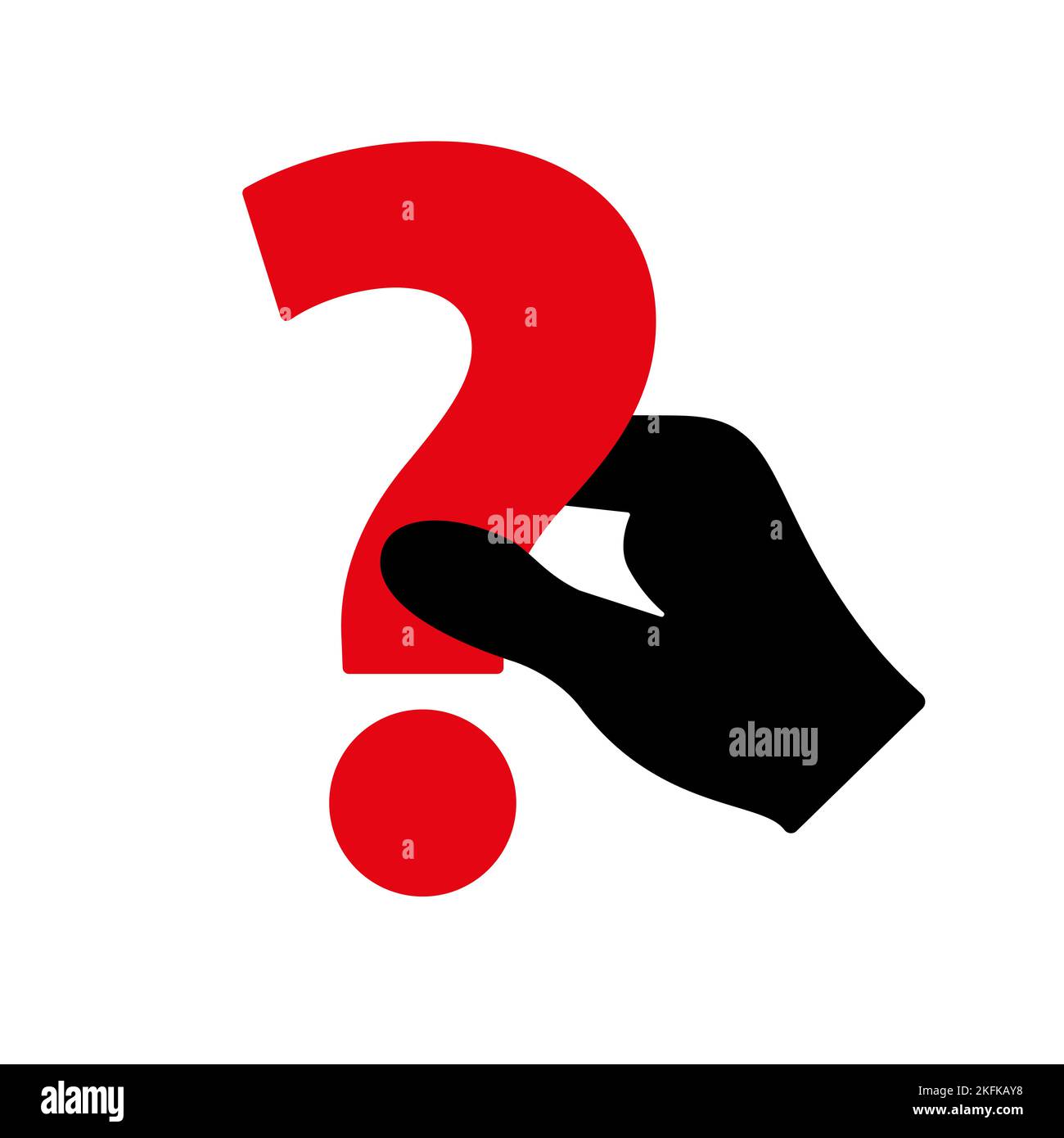 Hand holding a question mark. Flat illustration isolated on white ...