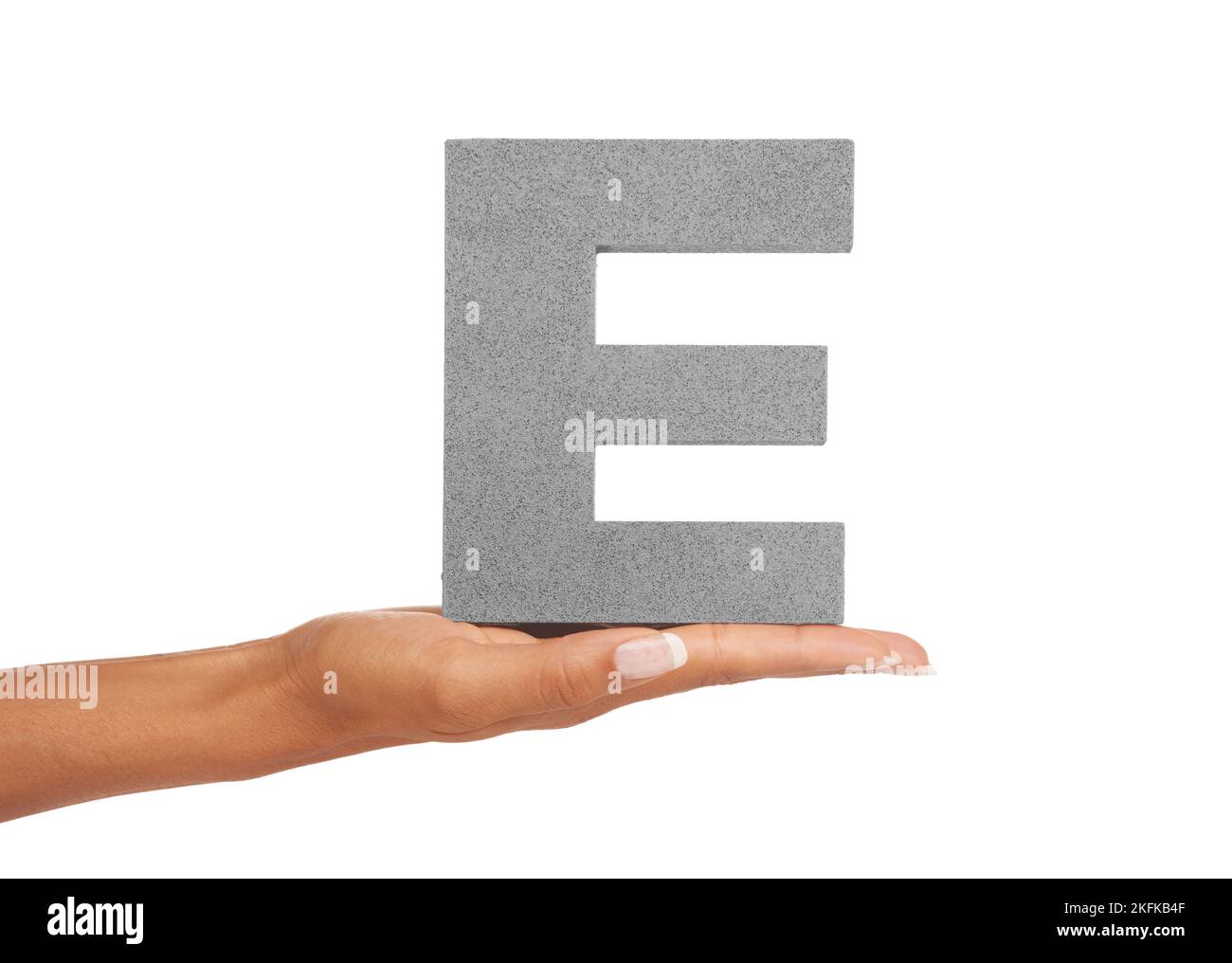 E is for Enterprising. A young woman holding a capital letter E ...