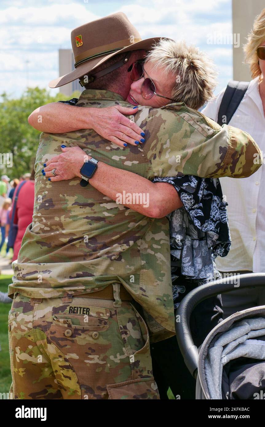 A Soldier assigned to 2nd Squadron, 107th Cavalry Regiment says goodbye ...