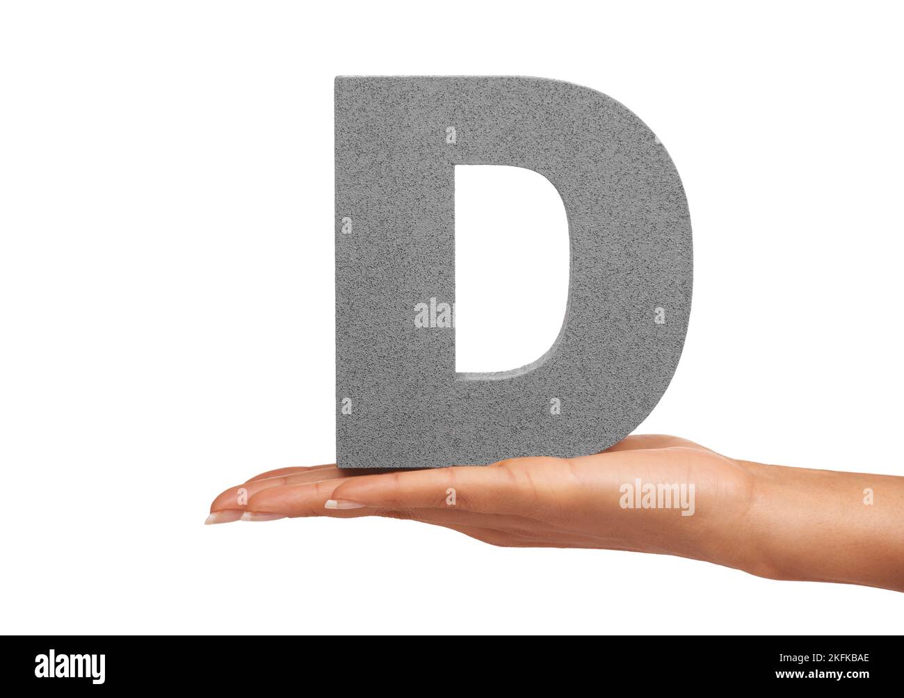 Have a nice Day. A young woman holding a capital letter D isolated on a ...