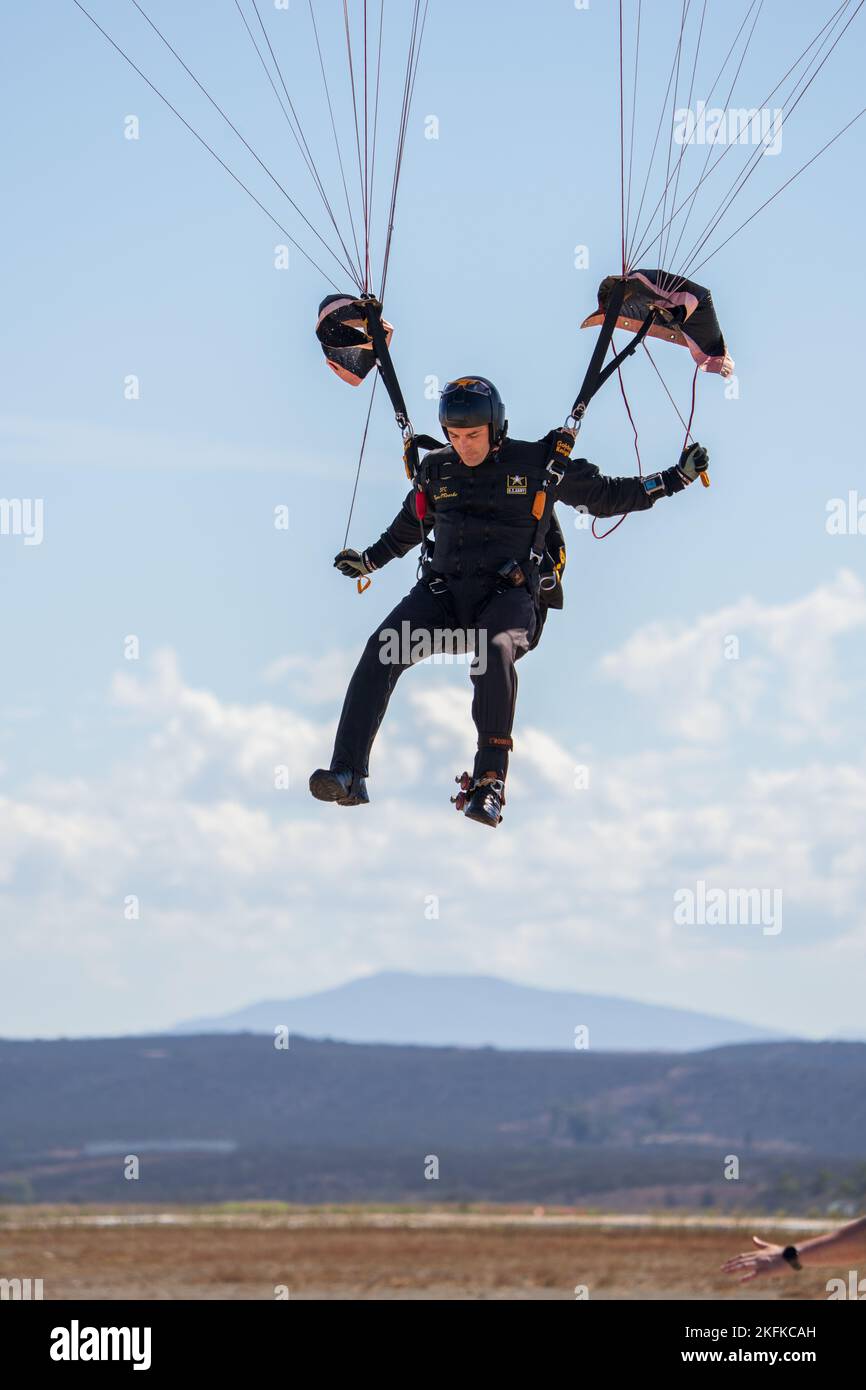 Sgt. 1st Class Ryan O'Rourke of the U.S. Army Parachute Team lands his ...