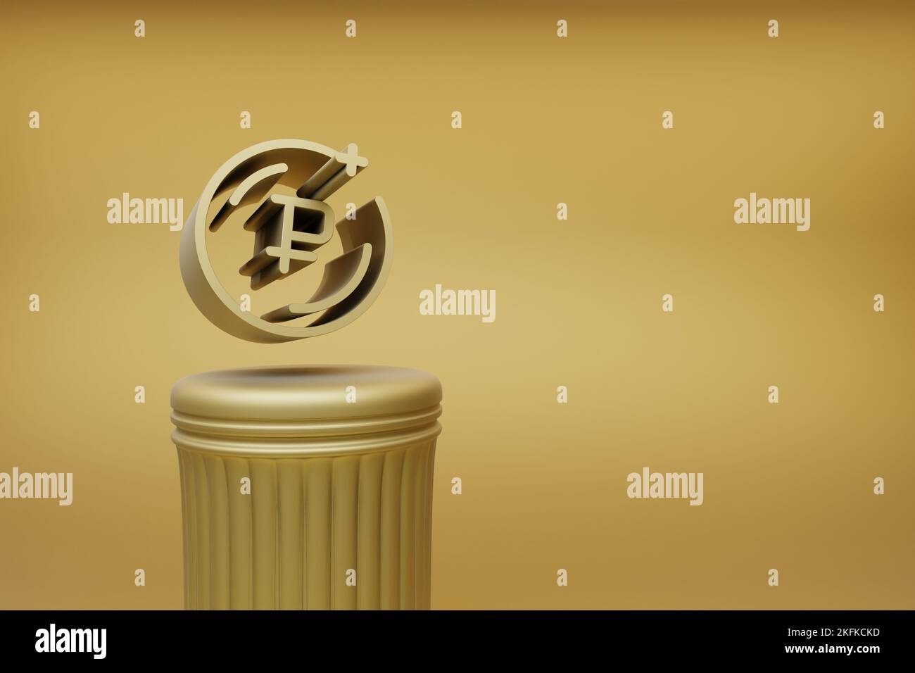 Beautiful abstract illustrations Golden Ruble Coin symbol icons on a ...