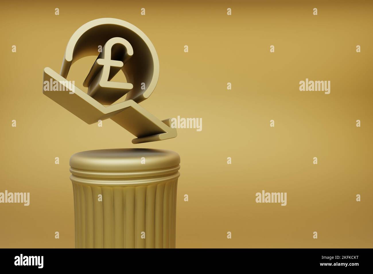 Beautiful abstract illustrations Golden Pound Price arrow Down symbol ...