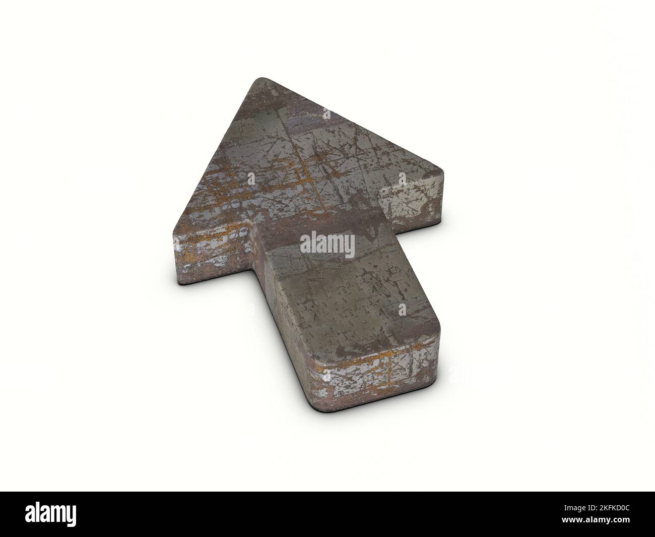 Rusty metal arrow symbol on a white background. 3d illustration Stock ...